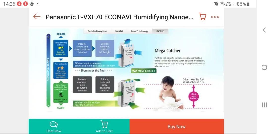 Panasonic nanoe humidifier F-VXF70 purifier Free delivery, TV & Home ...