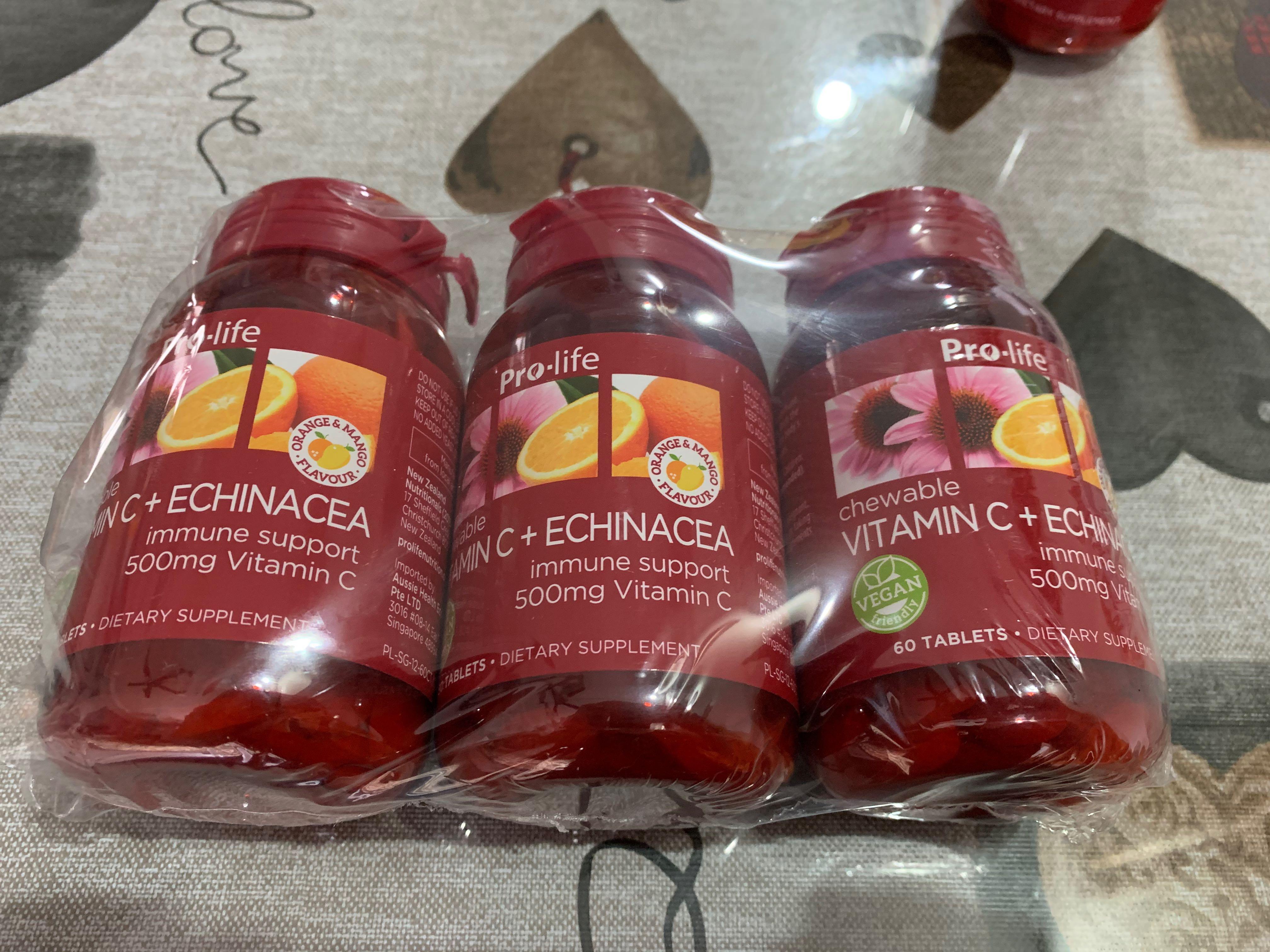 Pro-Life Vitamin C + Echinacea, Health & Nutrition, Health Supplements ...