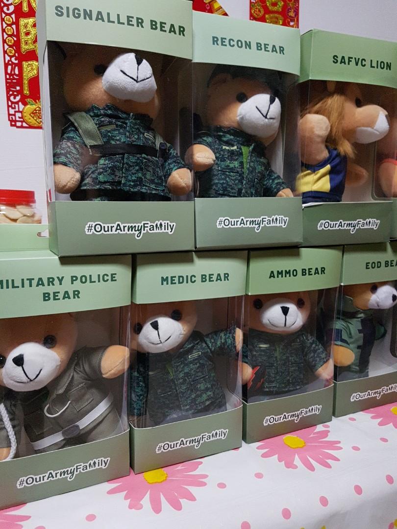 SAF Singapore Army Family family military bears signals reco red lion ...
