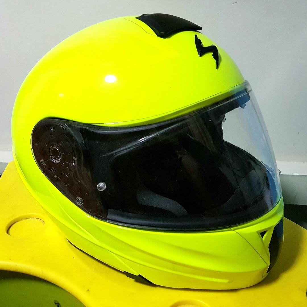 Scorpion Exo-920 modular helmet Yellow Neon, Motorcycles, Motorcycle ...