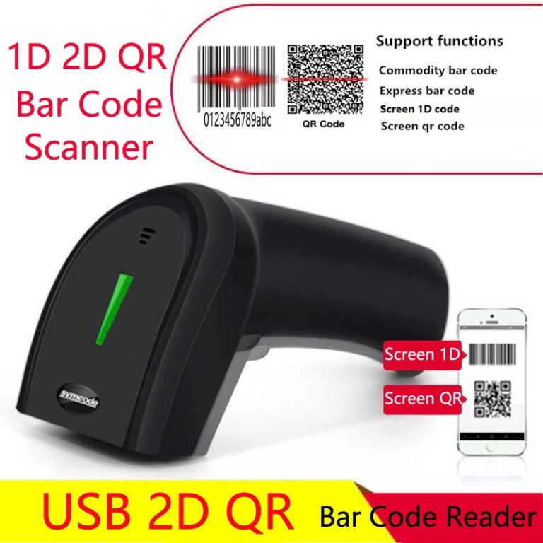 Symcode Wired/Wireless Scanner 1D QR 2D Barcode scanner Safe Entry ...