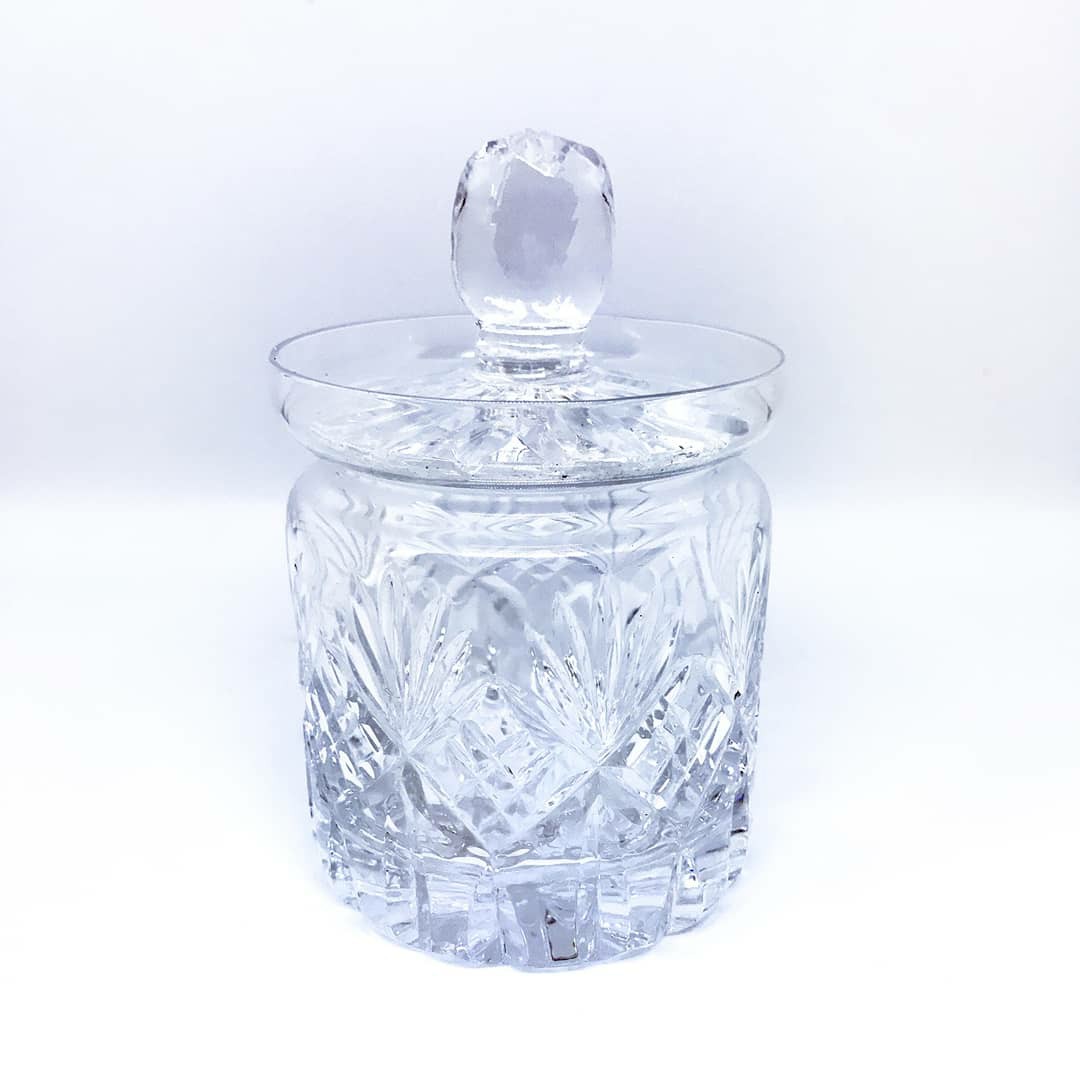 Vintage cut crystal jam jar with lid, Furniture & Home Living, Home ...