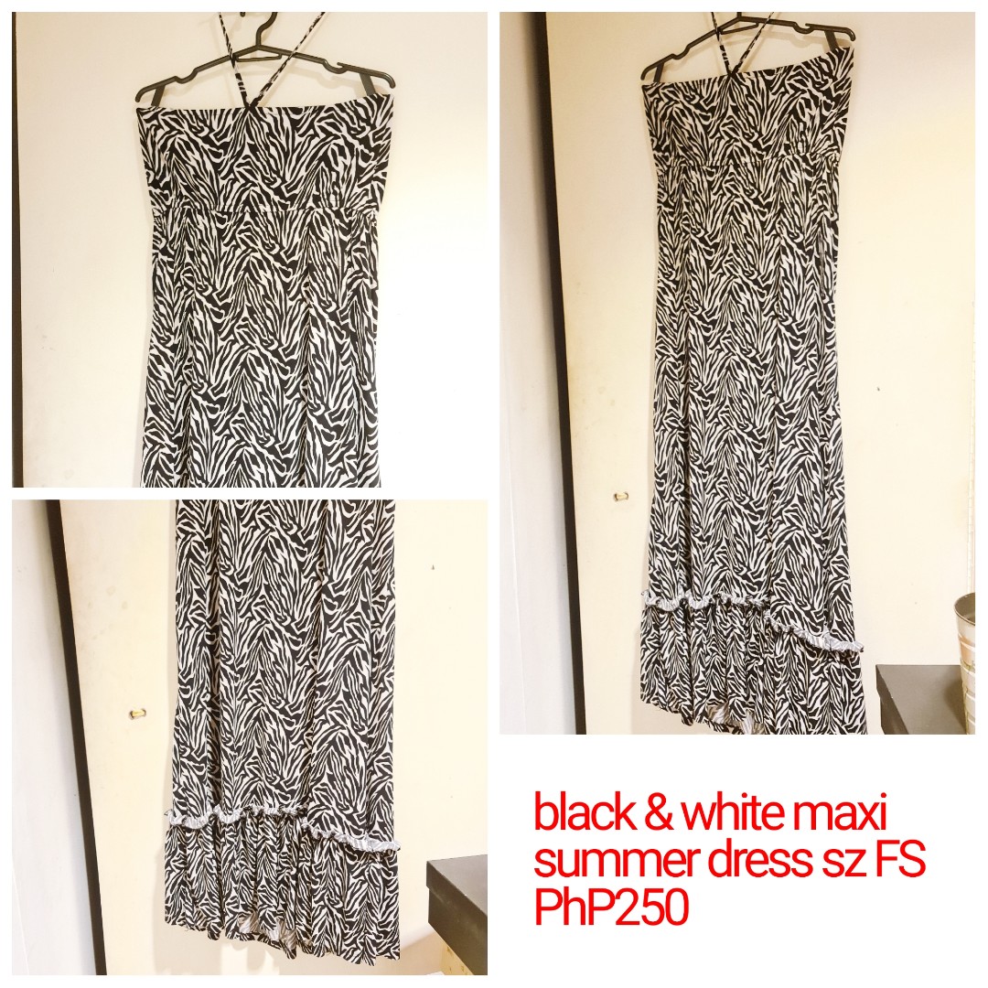 black & white maxi summer dress sz FS, Women's Fashion, Dresses & Sets, Evening dresses & gowns ...