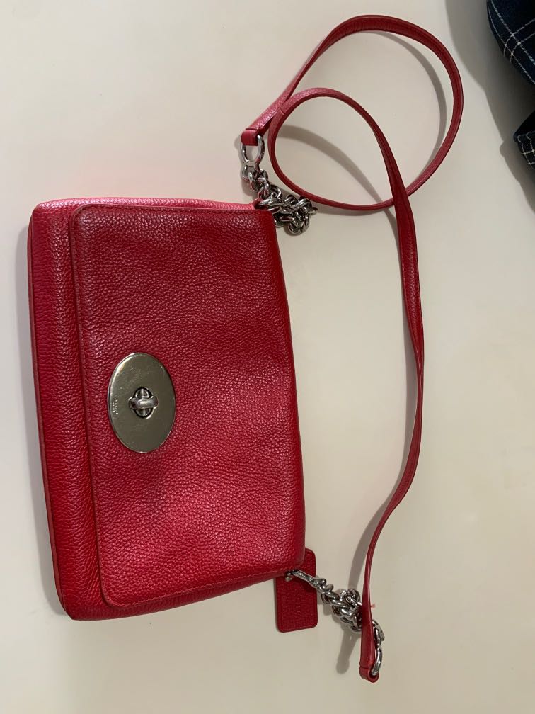Coach red sling bag, Luxury, Bags & Wallets on Carousell