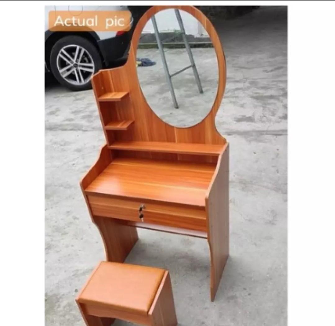 Dressing Table Stool Bedroom Vanity Set Makeup Drawer Lock Desk with ...