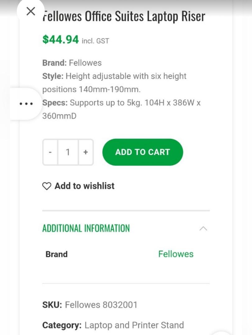 Height adjustable Fellowes Laptop Stand, Mobile Phones & Gadgets ...