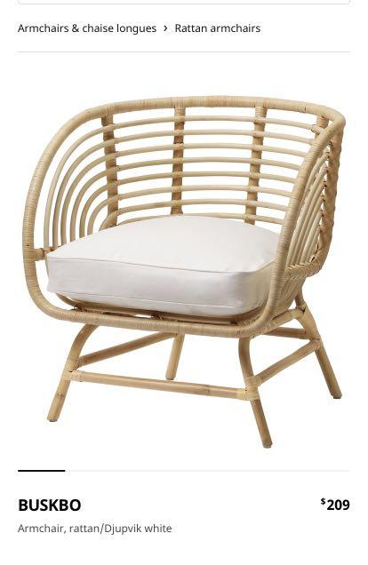 ikea BUSKBO rattan chair, Furniture & Home Living, Furniture, Chairs on ...