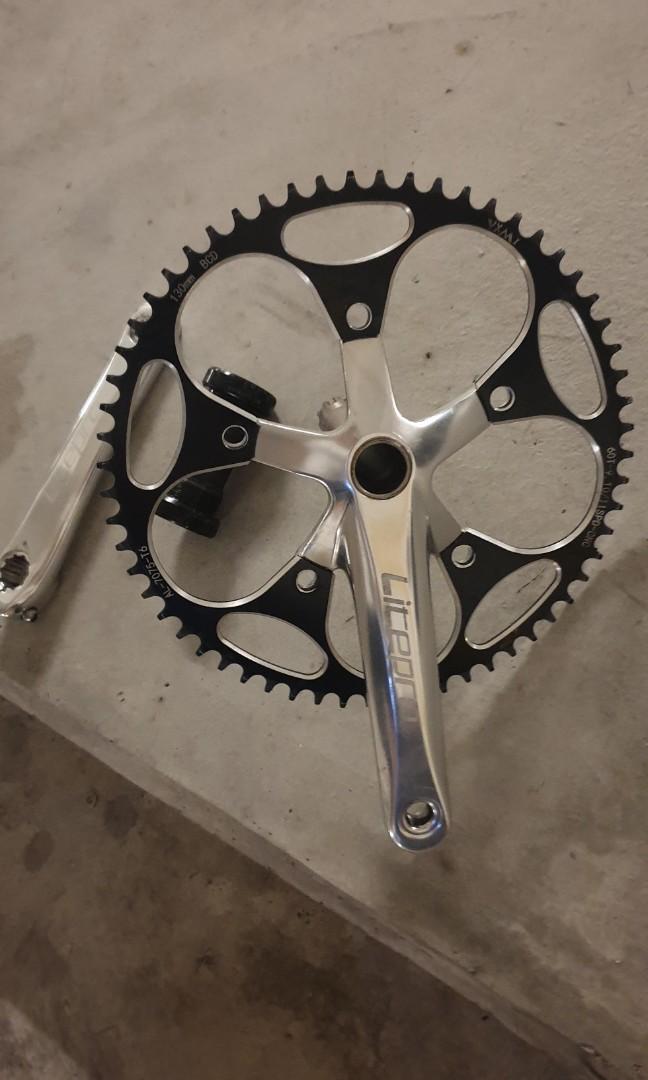 Litepro crankset, 60t chain ring and bb 130bcd, Bicycles & PMDs, Parts ...