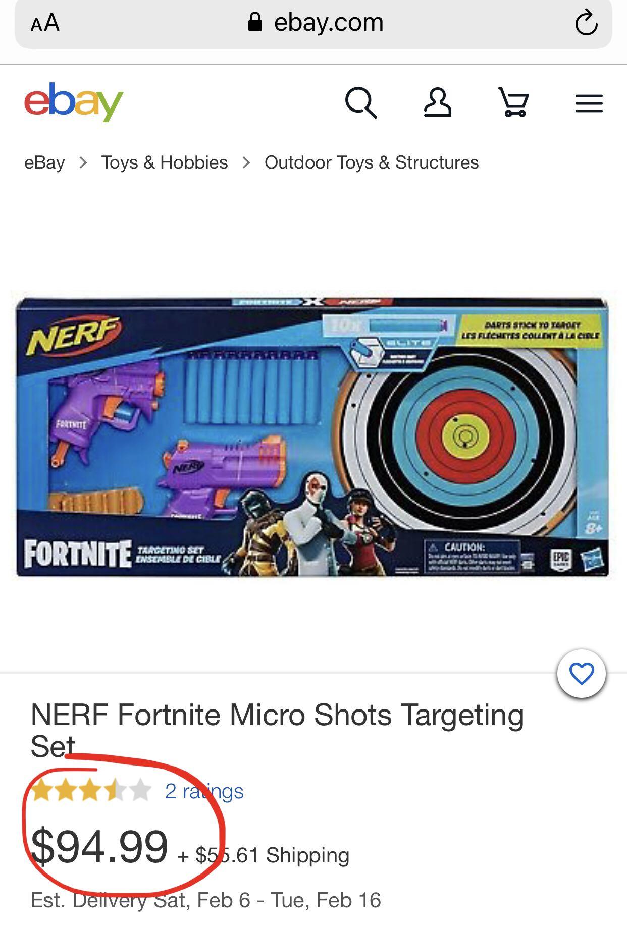 NERF Fortnite Micro Shots Targeting Set / 2 X Guns + Standing Target ...