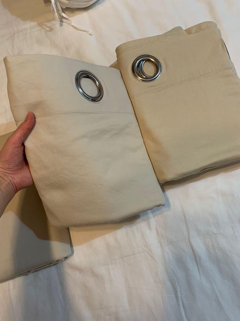 Set of IKEA Merete Curtains 140cm x 245cm Light Khaki Brown, Furniture ...