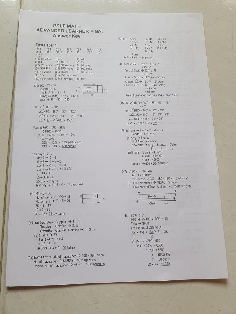 PSLE: Advance Math Paper, Hobbies & Toys, Books & Magazines, Assessment ...