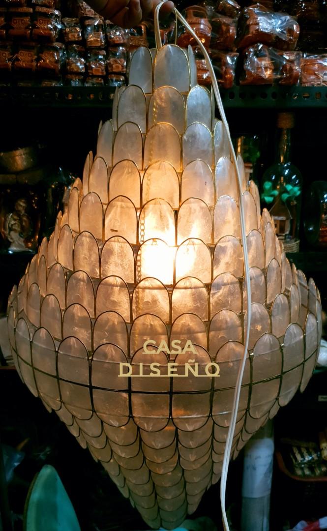 PURE CAPIZ CHANDELIER/CAPIZ CHANDELIER/CAPIZ CEILING LIGHT 8LAYERS BIG ...