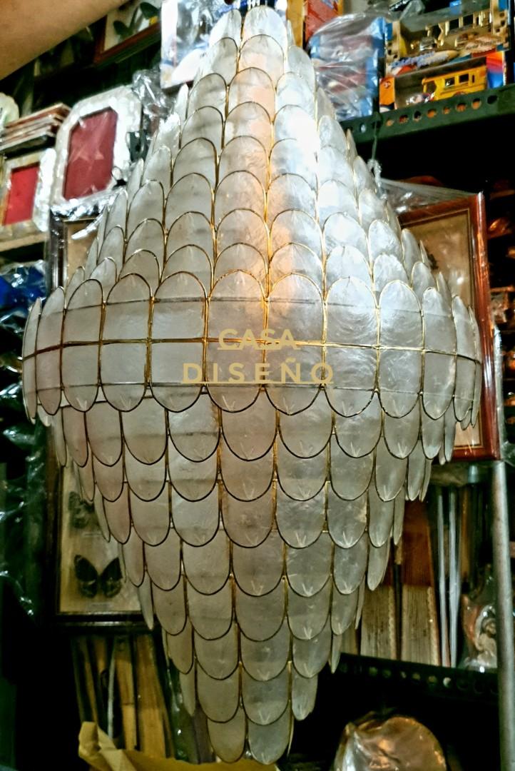 PURE CAPIZ CHANDELIER/CAPIZ CHANDELIER/CAPIZ CEILING LIGHT 8LAYERS BIG ...