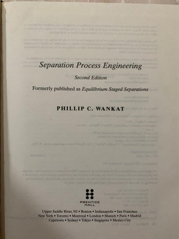 Separation Process Engineering, Books & Stationery, Textbooks, Tertiary ...