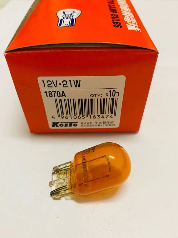 1870A 12V.21W KOITO JAPAN T20 LIGHT BULB (ORANGE COLOUR) SINGLE ...