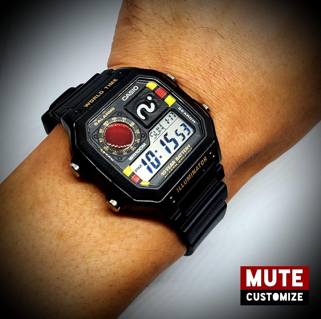 CASIO 幪面超人 BLACK AE-1200 MOD MASKED RIDER custom made watch 全新 原裝 MUTE ...