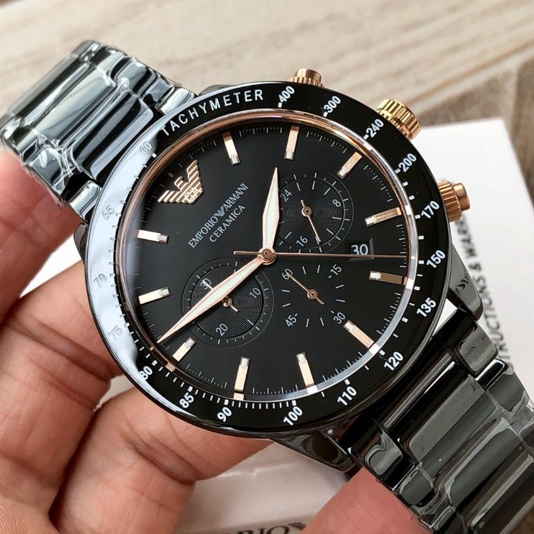 Emporio Armani - AR70002 Chronograph Black Ceramic Watch, Luxury ...