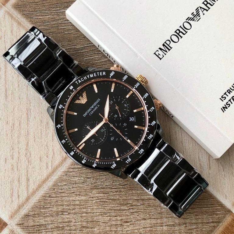 Emporio Armani - AR70002 Chronograph Black Ceramic Watch, Luxury ...