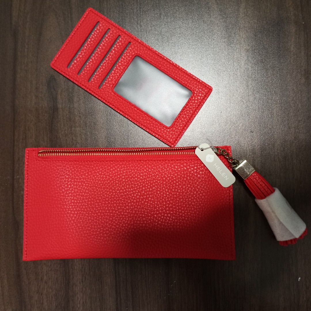 Helen red long wallet, Luxury, Bags & Wallets on Carousell