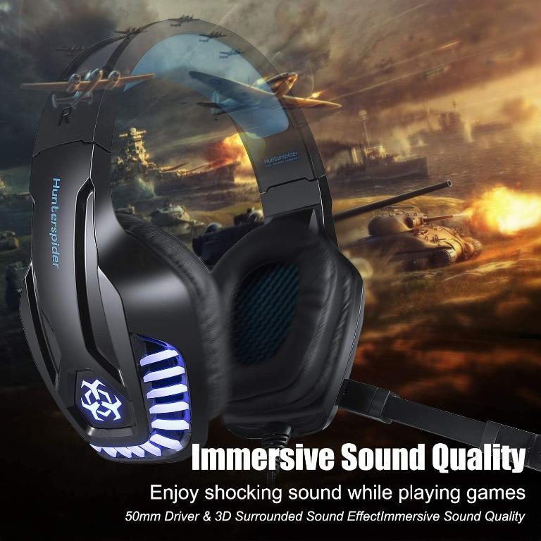 Hunterspider pro V6 Blue Stereo Gaming Headset Casque Surround Sound ...