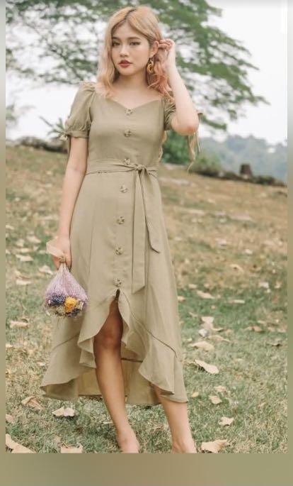 MFW Rosalie Button Midi Dress, Women's Fashion, Dresses & Sets, Dresses ...