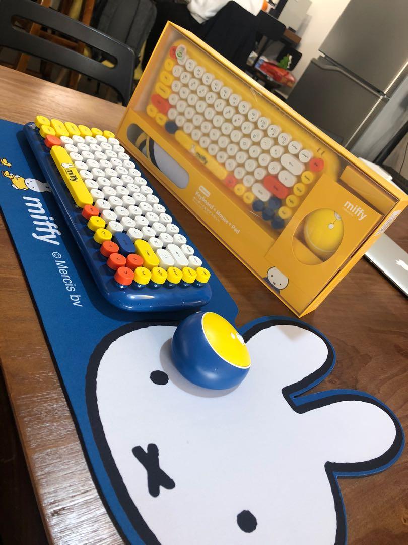 現貨！全新！有壞包換~超可愛正版Miffy Keyboard, Mouse and Mouse Pad, 電腦＆科技, 電腦周邊及配件, 電腦 ...