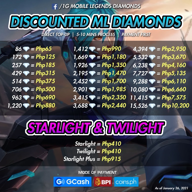 Mobile Legends ML Discounted Diamonds Dias, Video Gaming, Video Games ...