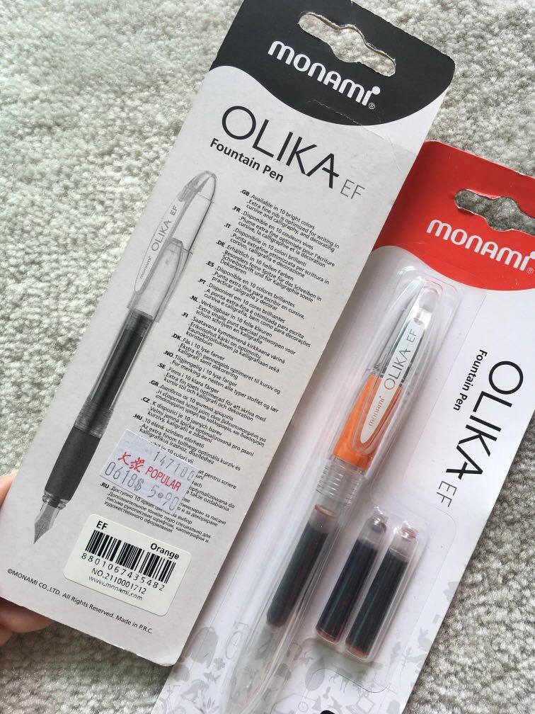 Monami Olika Fountain Pen Extra Fine Orange, Hobbies & Toys, Stationery ...