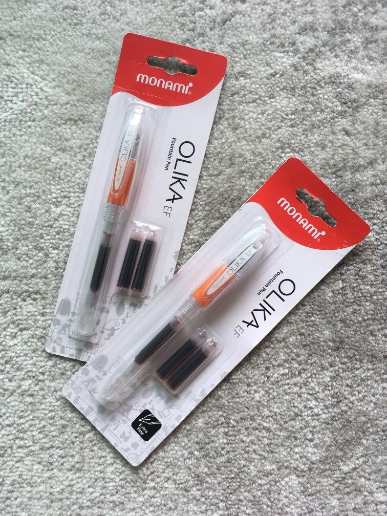 Monami Olika Fountain Pen Extra Fine Orange, Hobbies & Toys, Stationery ...