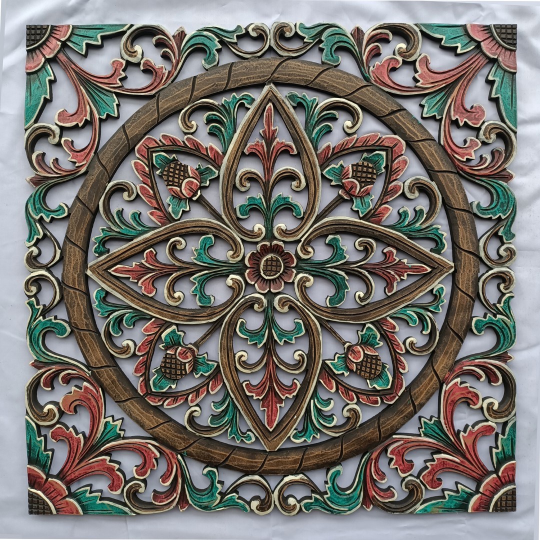 Wood carving wall decoration with javanese wayang motif (ethnic art ...