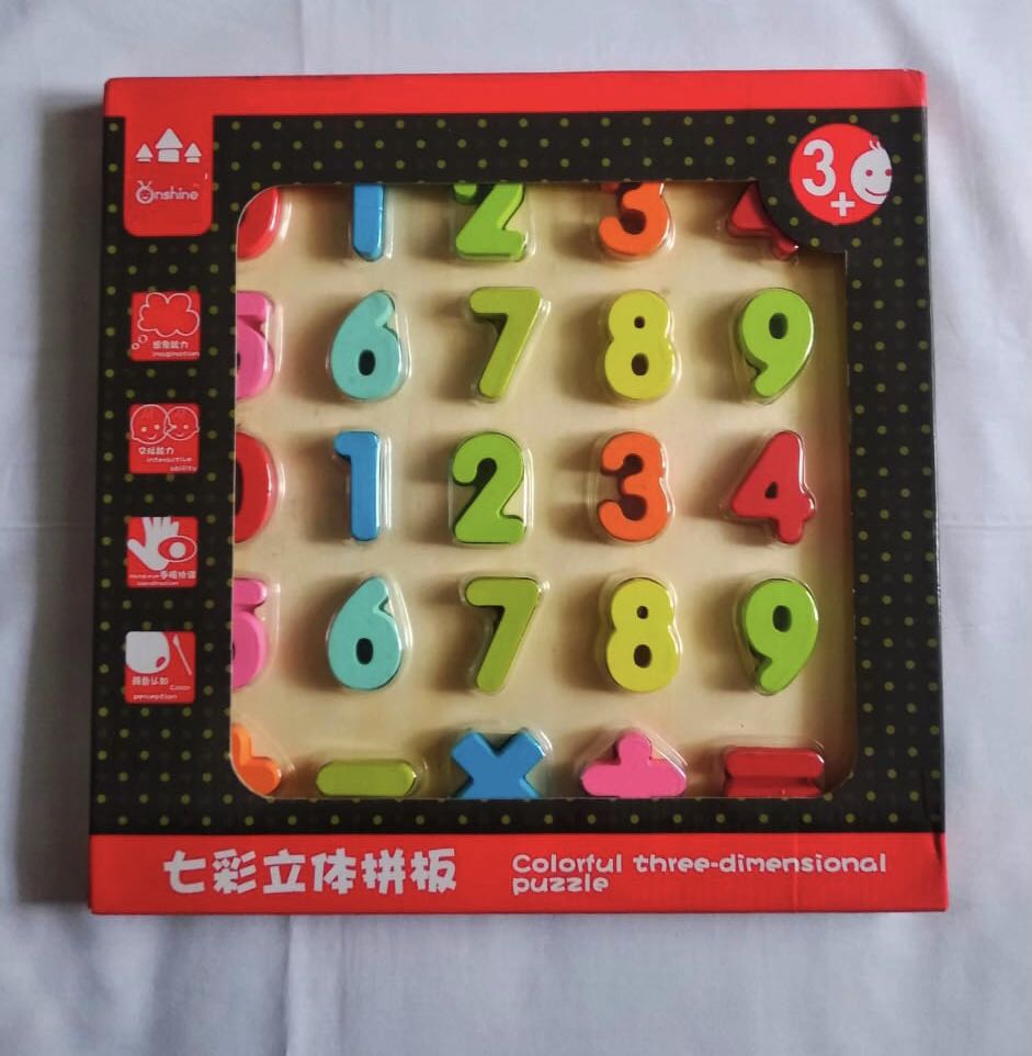 Mainan anak edukasi kayu mengenal angka/3D wooden number puzzle, Barang ...