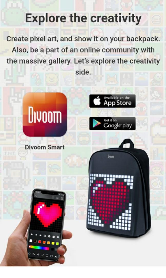 Divoom LED Pixel Backpack, Men's Fashion, Bags, Backpacks on Carousell