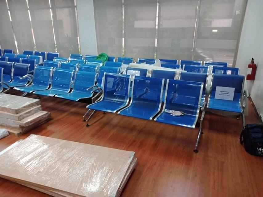 GANG CHAIR ( 3 SEATER ) BLUE COLOR, Furniture & Home Living, Office ...
