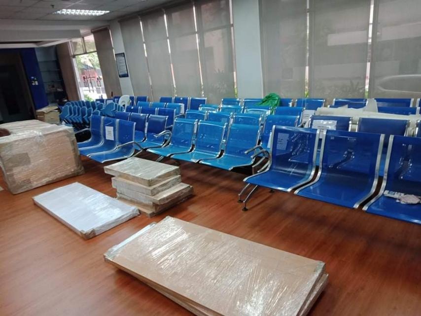 GANG CHAIR ( 3 SEATER ) BLUE COLOR, Furniture & Home Living, Office ...