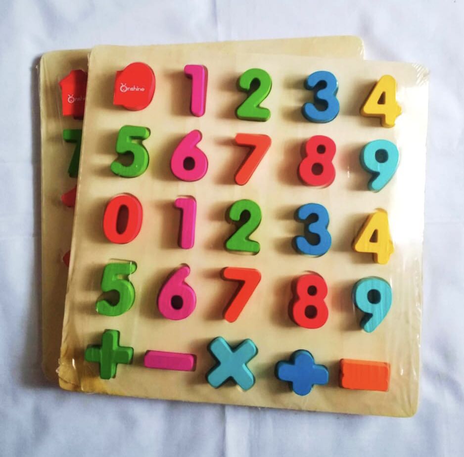 Number puzzle wooden toys/mainan anak angka puzzle kayu, Bayi & Anak ...