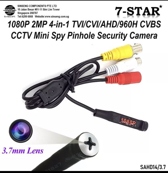 Pinhole CCTV Camera [Full-HD 1080P Mini Spy Camera, 1920x1080P Full-HD ...