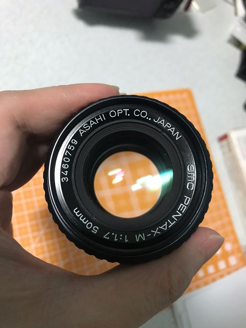 SMC Pentax M 50mm f1.7 (Good Condition!) PK to EOS mount, Photography, Lens & Kits on Carousell