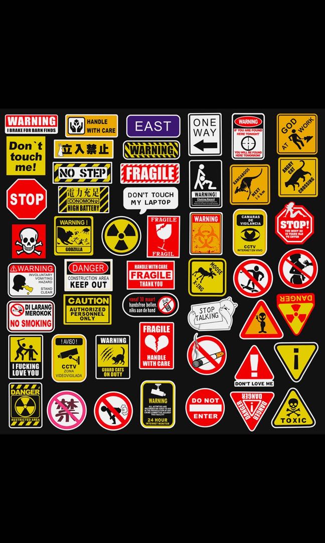 Warning Signs Stickers Warning Stickers Fragile Do not Touch Danger ...