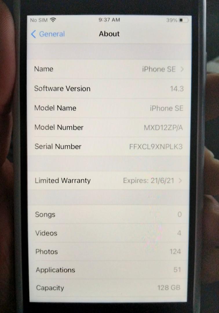 Apple iPhone SE (2020) Single SIM + e-SIM, 128GB LTE (White) Model No ...