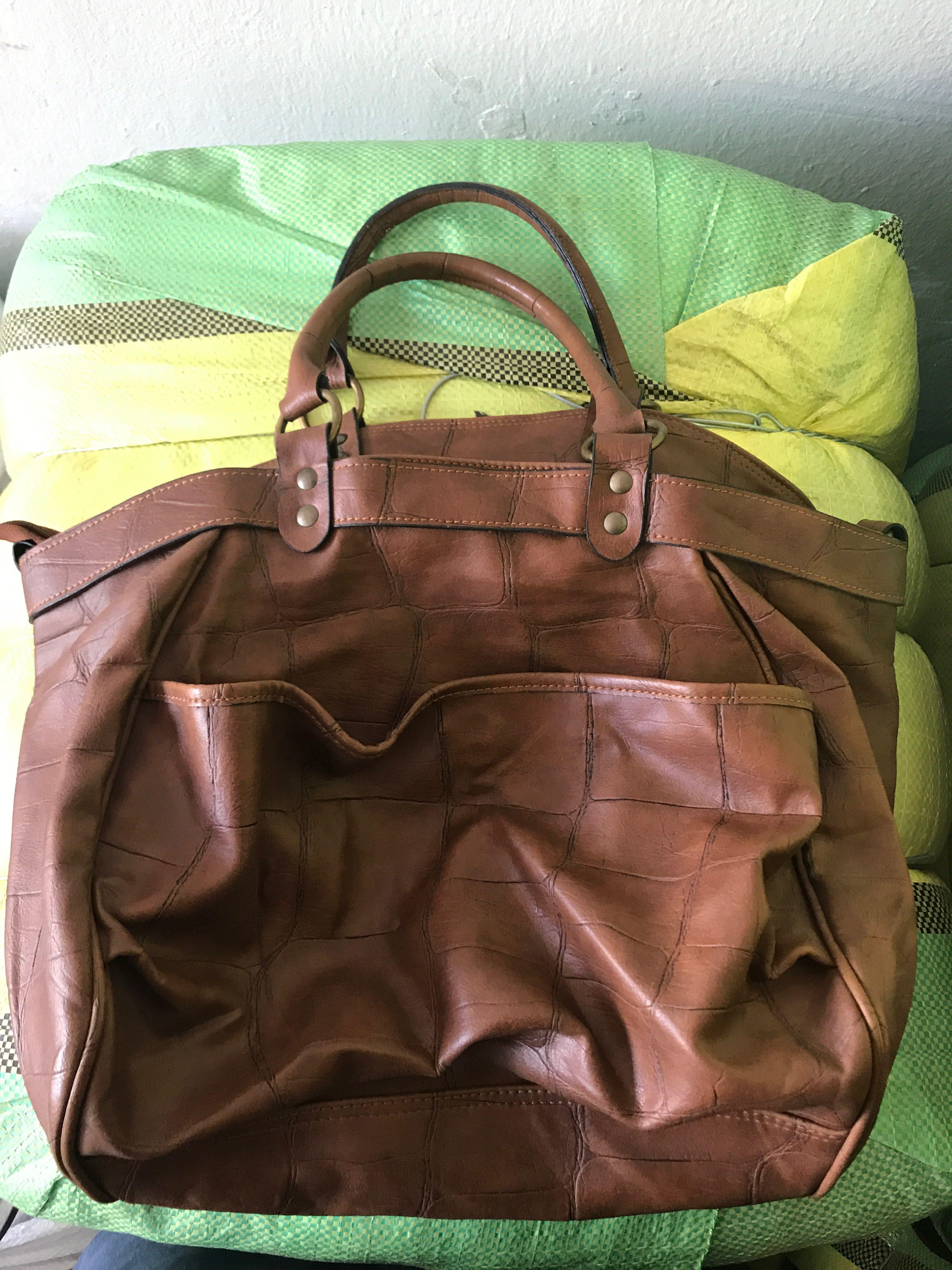 Brown PU Leather Hanbag, Women's Fashion, Bags & Wallets, Purses ...