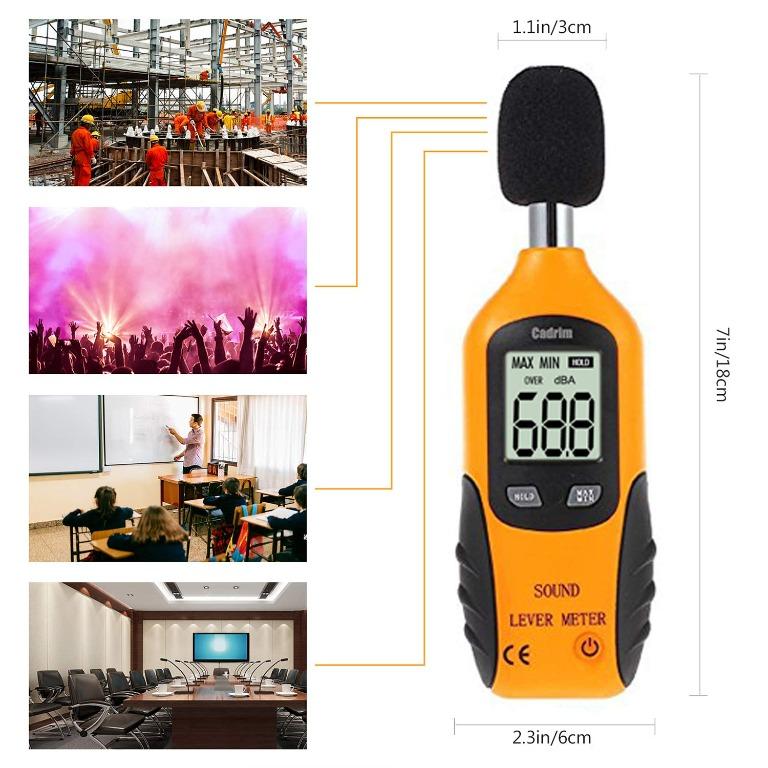 Cadrim Decibel Meter - Portable Digital Sound Level Meter, Self ...