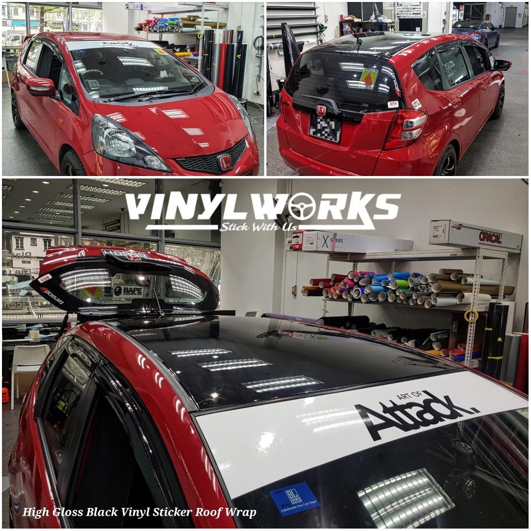Honda Fit High Glossy Black Vinyl Sticker Roof Wrap, Car Accessories ...