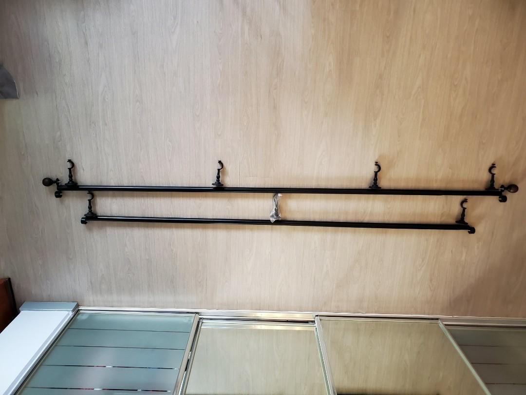 Ikea curtain 1pc rod (210 ~ 385 cm) with 3 hook brackets + 2pc end ...