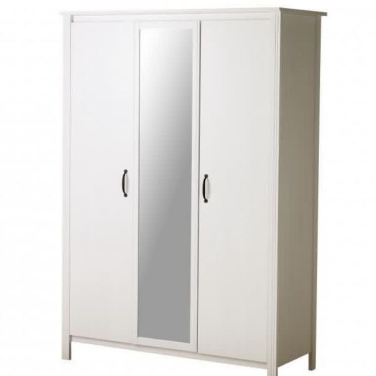 Ikea White Wardrobe Cupboard Cabinet Brusali, Furniture & Home Living ...