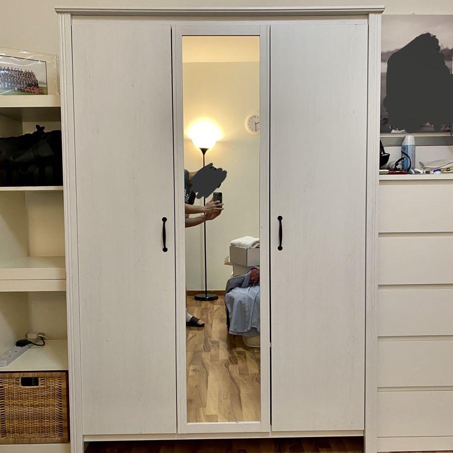 Ikea White Wardrobe Cupboard Cabinet Brusali, Furniture & Home Living ...