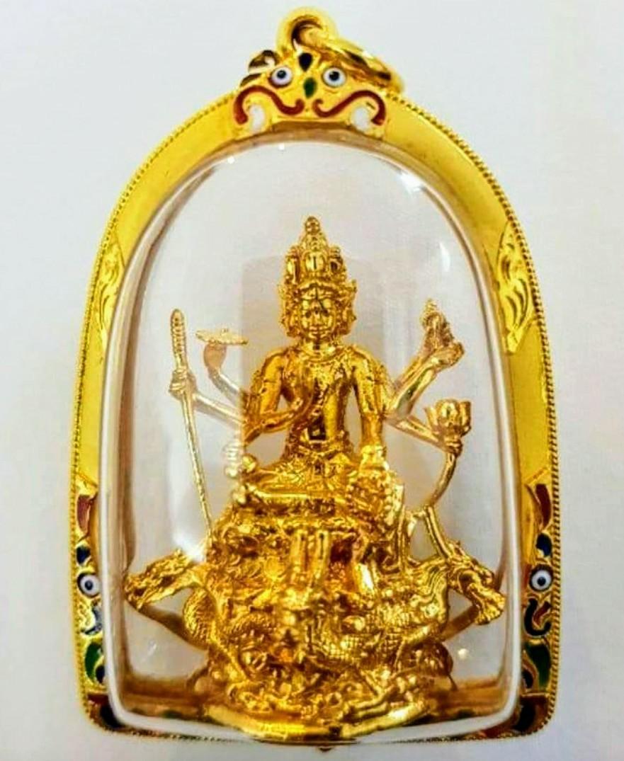 Phra phrom sitting on Dragon.Strongly Blessed in years. BE,2557 at Wat ...