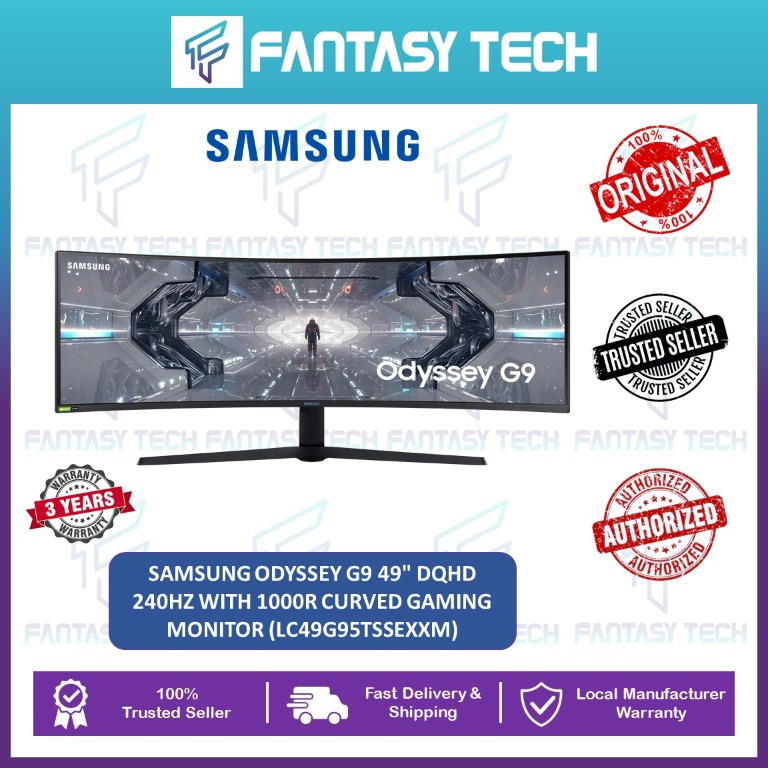 Samsung 49 Odyssey G9 LC49G95 LC49G95TSSEXXM 240Hz G-sync 1000R 1ms ...