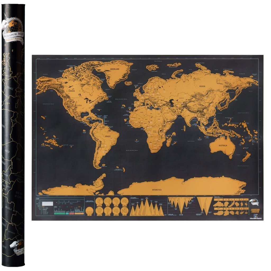 Scratch Map Deluxe, Design & Craft, Art & Prints on Carousell