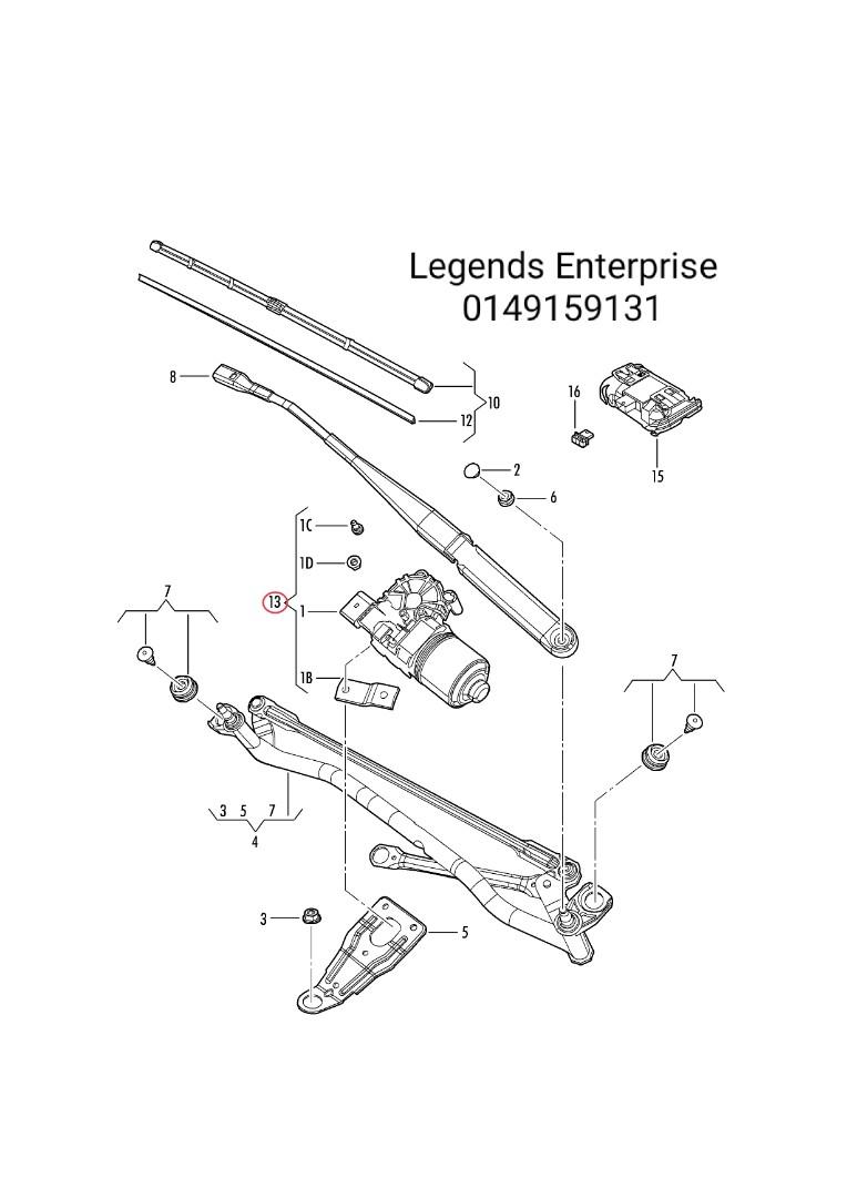 Genuine Volkswagen Jetta Wiper Motor 5C7955113D 5C8955113E, Auto ...