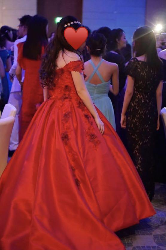 Beautiful red prom ball gown / dress with train for sale, Women's ...
